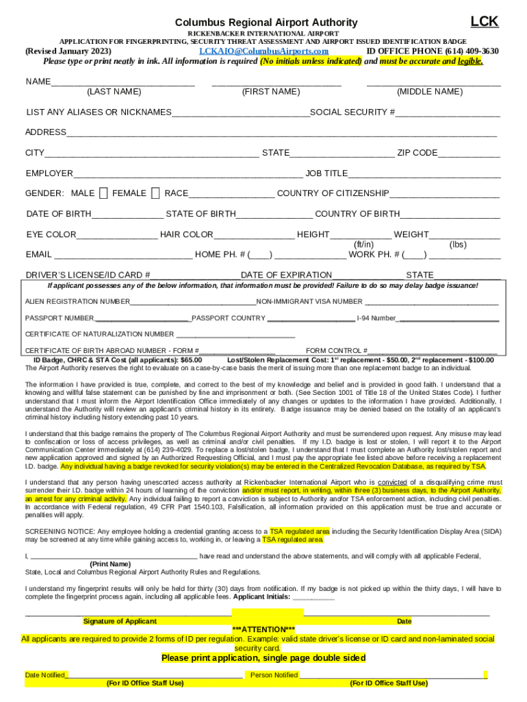 Airport badging - John Glenn International (CMH) & ... Doc Template ...