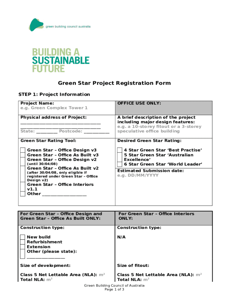 Green Star Project Registration Doc Template | pdfFiller