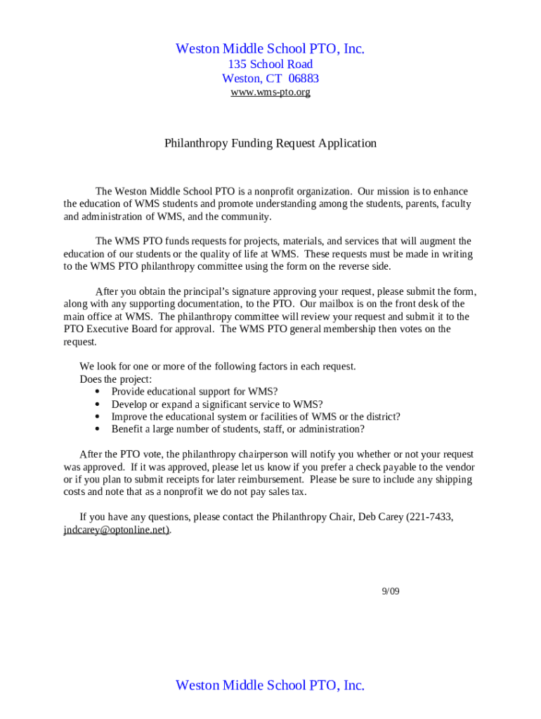 Weston PTO Mission Statement Doc Template | pdfFiller