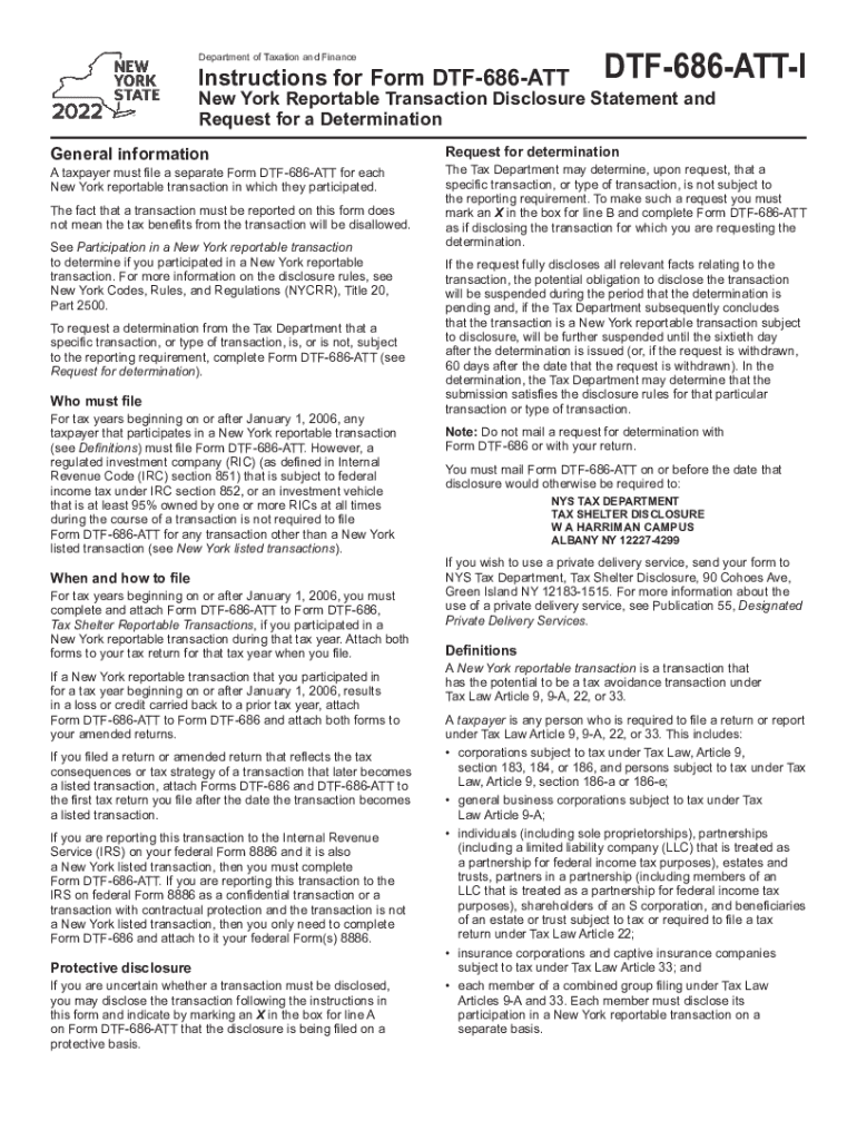 Fillable Online Instructions for Form DTF-686-ATT New York Reportable ...