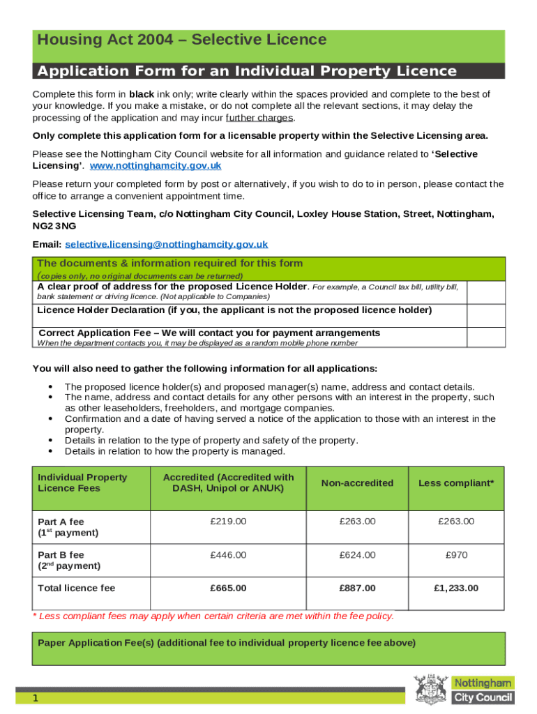 Application for a Property Licence Doc Template | pdfFiller