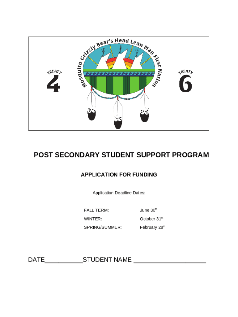 post secondary student support program application for ... Doc Template ...