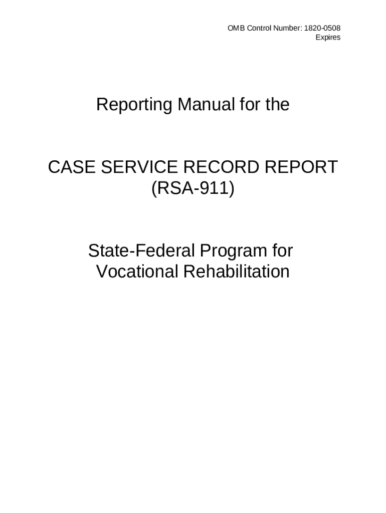 Comment Request; Case Service Report (RSA-911) Doc Template | pdfFiller