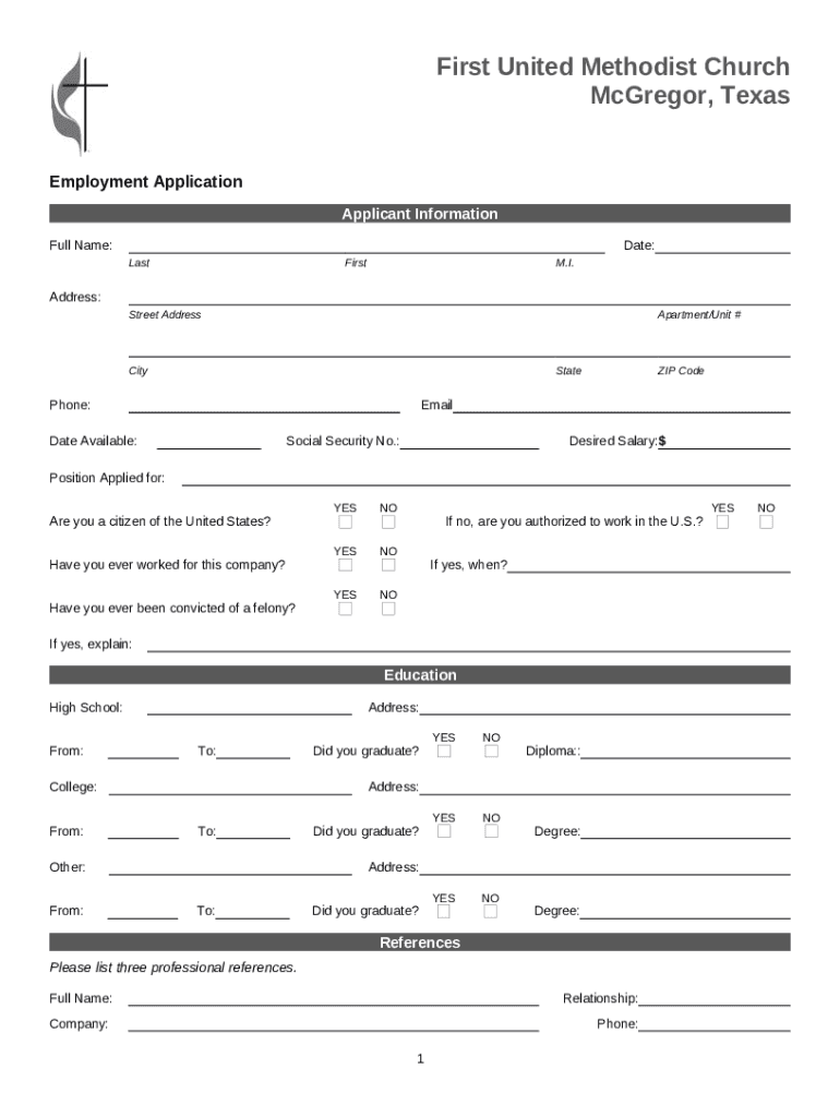 sFirst United Methodist Church of McGregor Doc Template | pdfFiller