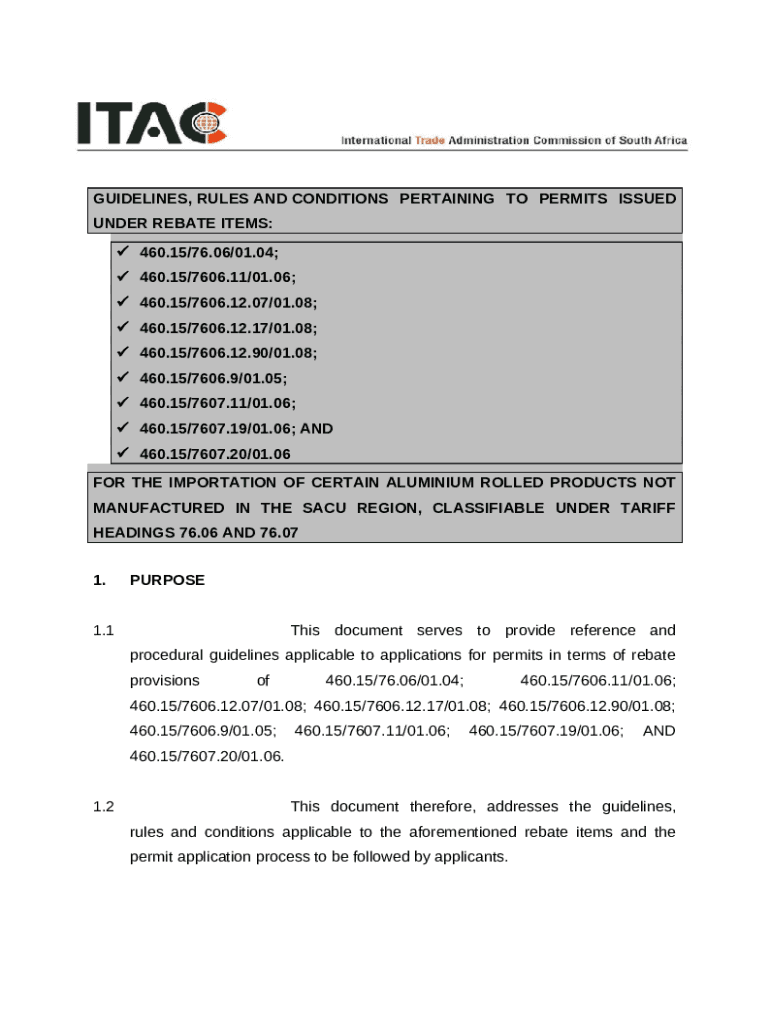 Guidelines for rebate provision for the importation of ... - ITAC Doc ...