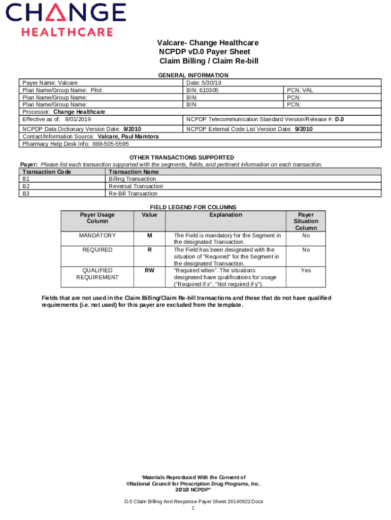 Request Claim Billing/Claim Rebill Payer Sheet Template Doc Template ...