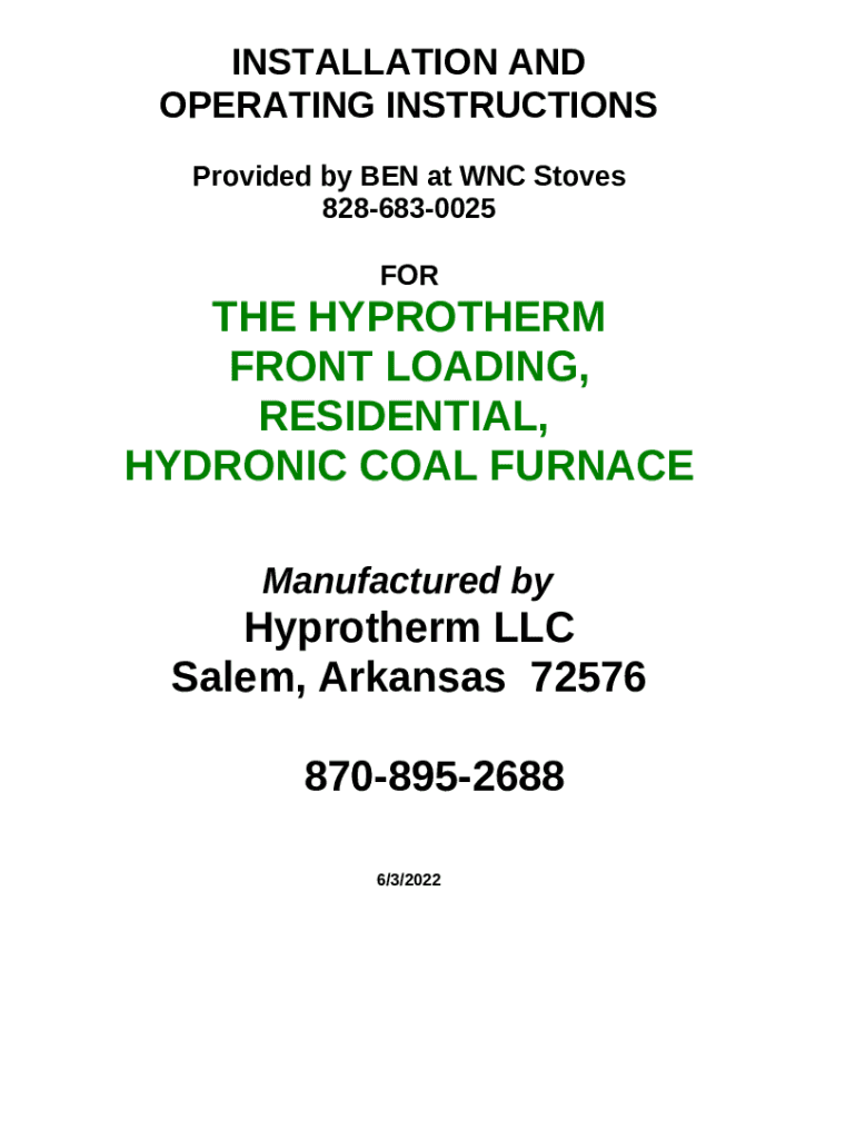 Installing an Outdoor Wood or Coal Burning Boiler Doc Template | pdfFiller