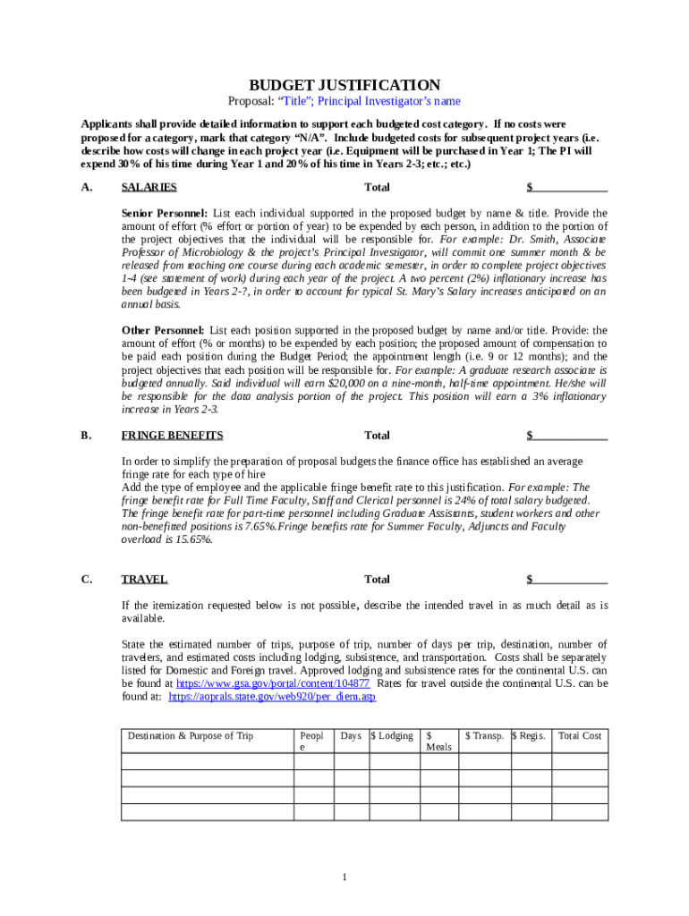 Budget Justification - Office of Sponsored Awards ... Doc Template ...