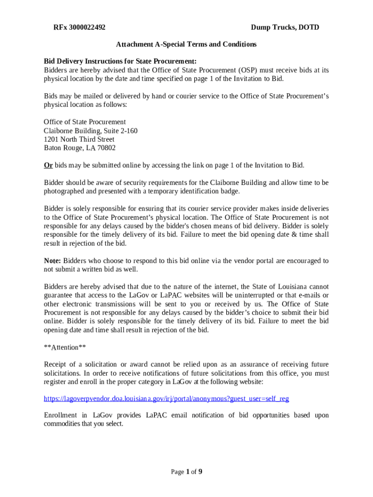 Bidders are hereby advised that the Office of State Procurement (OSP ...