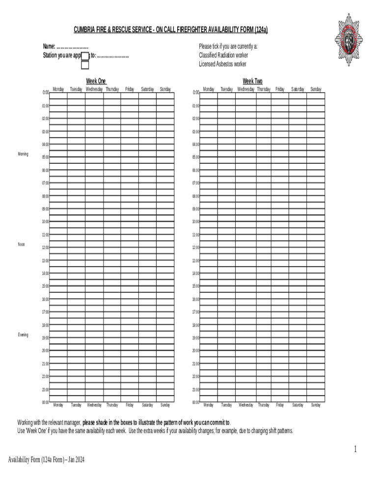 2 - Guidance on how to complete 124 availability Doc Template | pdfFiller