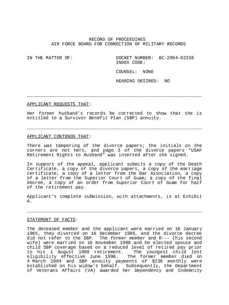 Her er husband's records be corrected to show that she is entitled to a ...