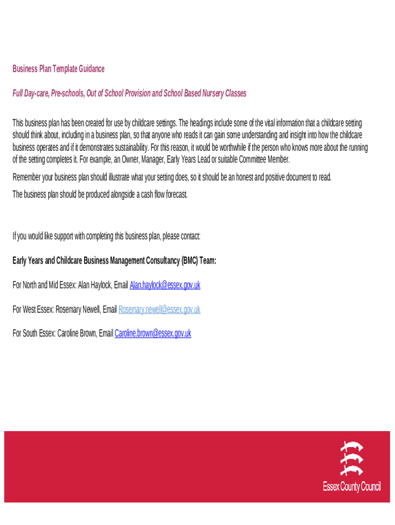 Nursery School Business Plan Sample Template Doc Template | pdfFiller