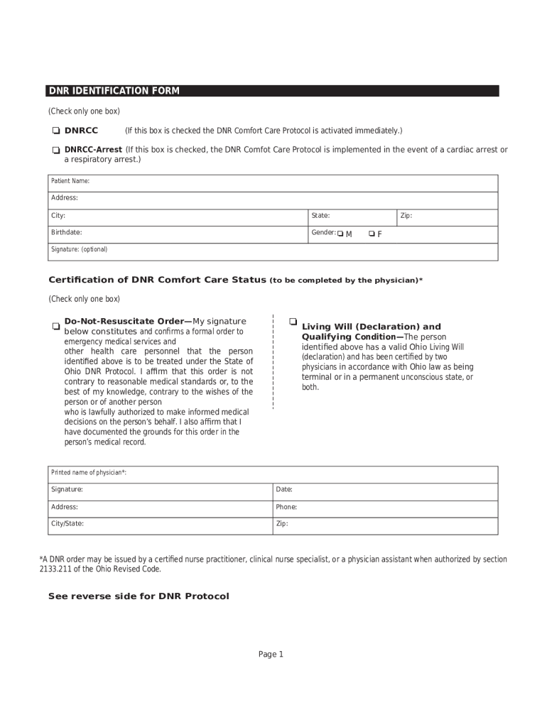 Ohio DNR Identification Doc Template | pdfFiller