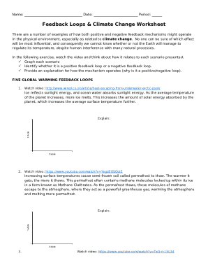 Feedback Loops & Climate Change Worksheet Doc Template | pdfFiller