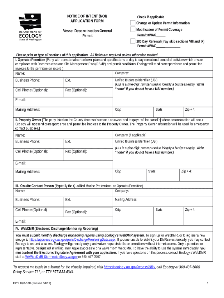 Vessel deconstruction general permit - Department of Ecology Doc ...