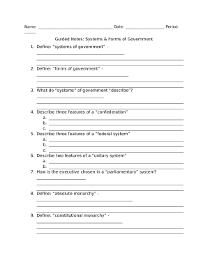 Guided Notes s and System of Government. ... Doc Template | pdfFiller