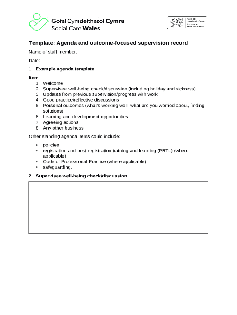 Template: Agenda and outcome-focused supervision record Doc Template ...