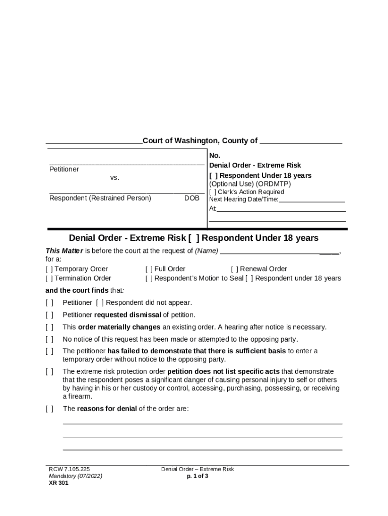 Extreme Risk Protection Order - King County, Washington Doc Template ...