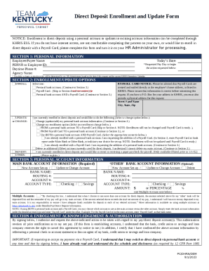 Direct Deposit Enrollment and Update Doc Template | pdfFiller