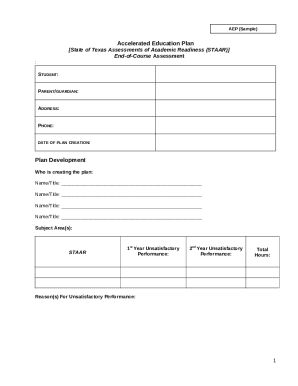 Accelerated Education Plan (AEP) One-Pager Doc Template | pdfFiller