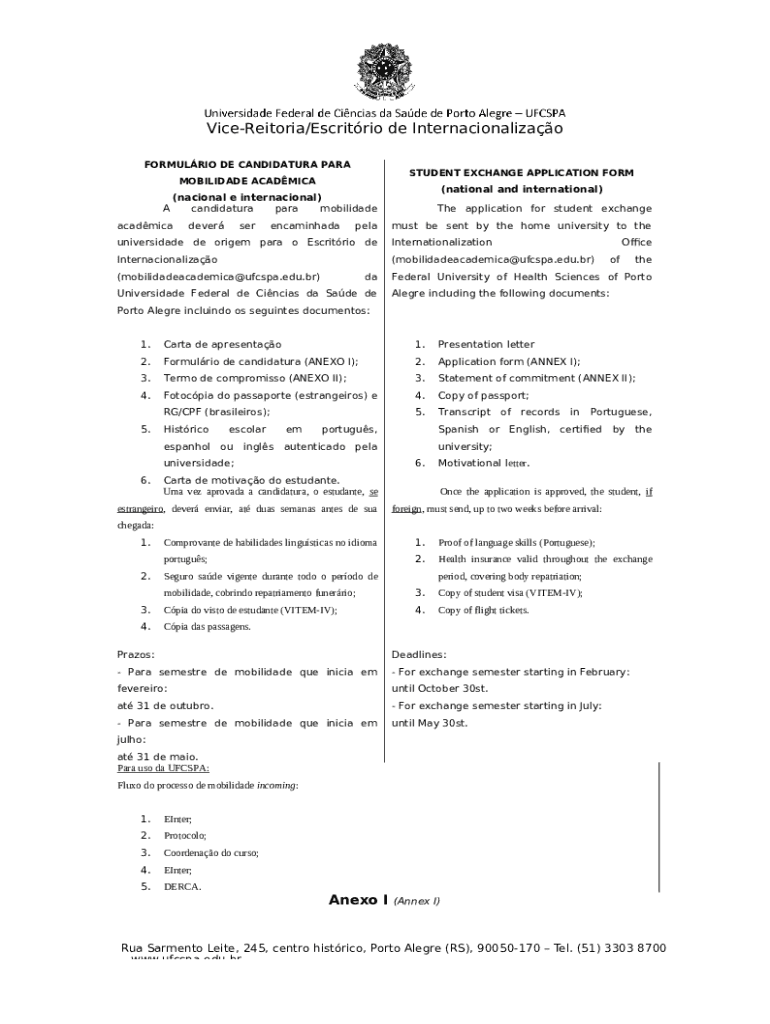 Student Exchange and Mobility List - McMaster Global Doc Template ...