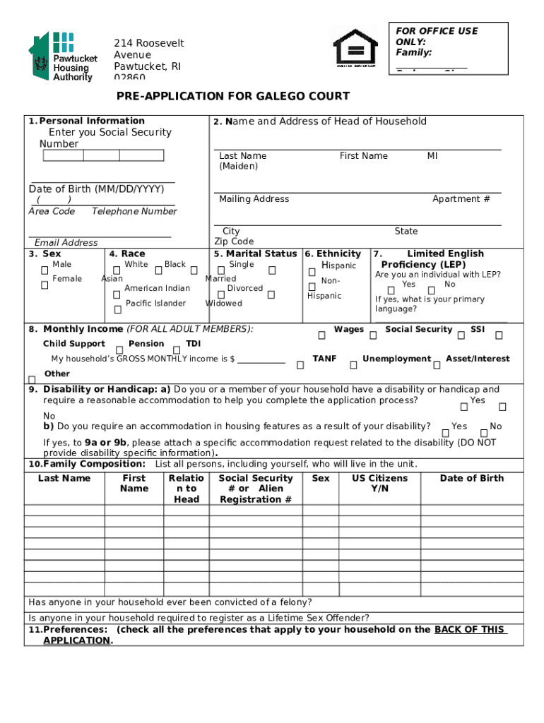 Pawtucket Housing ApplicationPublic Housing Wait List Doc Template ...