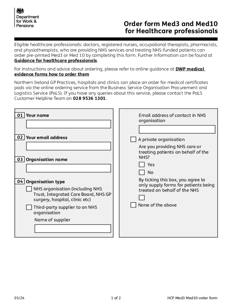 Fillable Online Order Med3 and Med10 forms Fax Email Print - pdfFiller