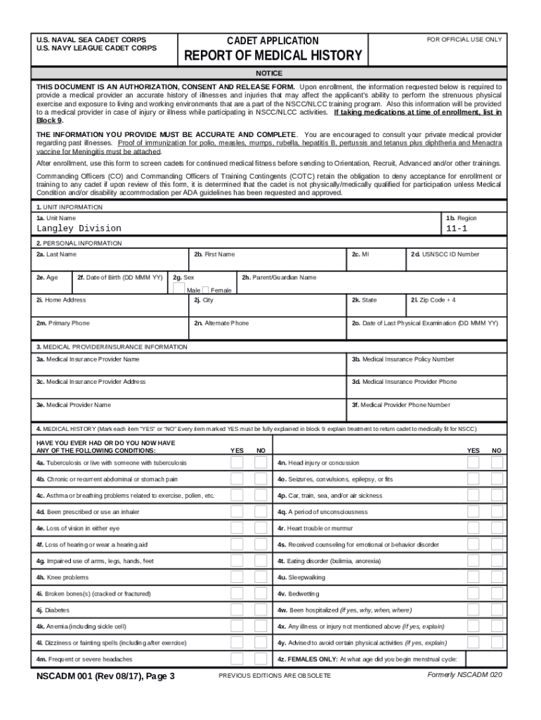 USNSCC ENROLLMENT S Doc Template | pdfFiller