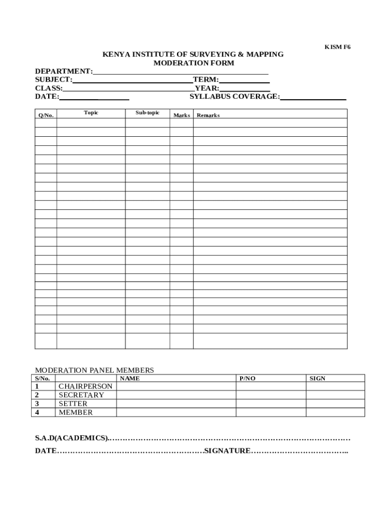KISM-F6-EXAMINATION-MODERATION-.doc Doc Template | pdfFiller