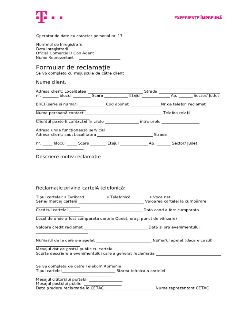 ular de reclamatie - media telekom Doc Template | pdfFiller