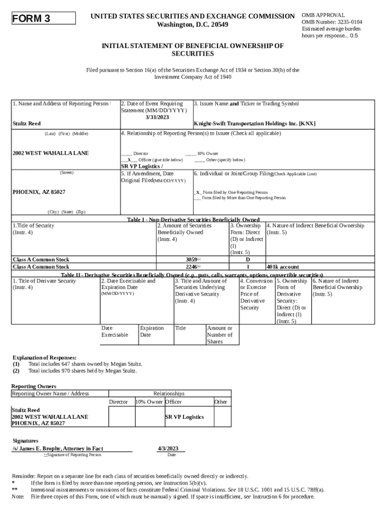 Knight-Swift Transportation Holdings Inc. (: 3, Received Doc Template | pdfFiller