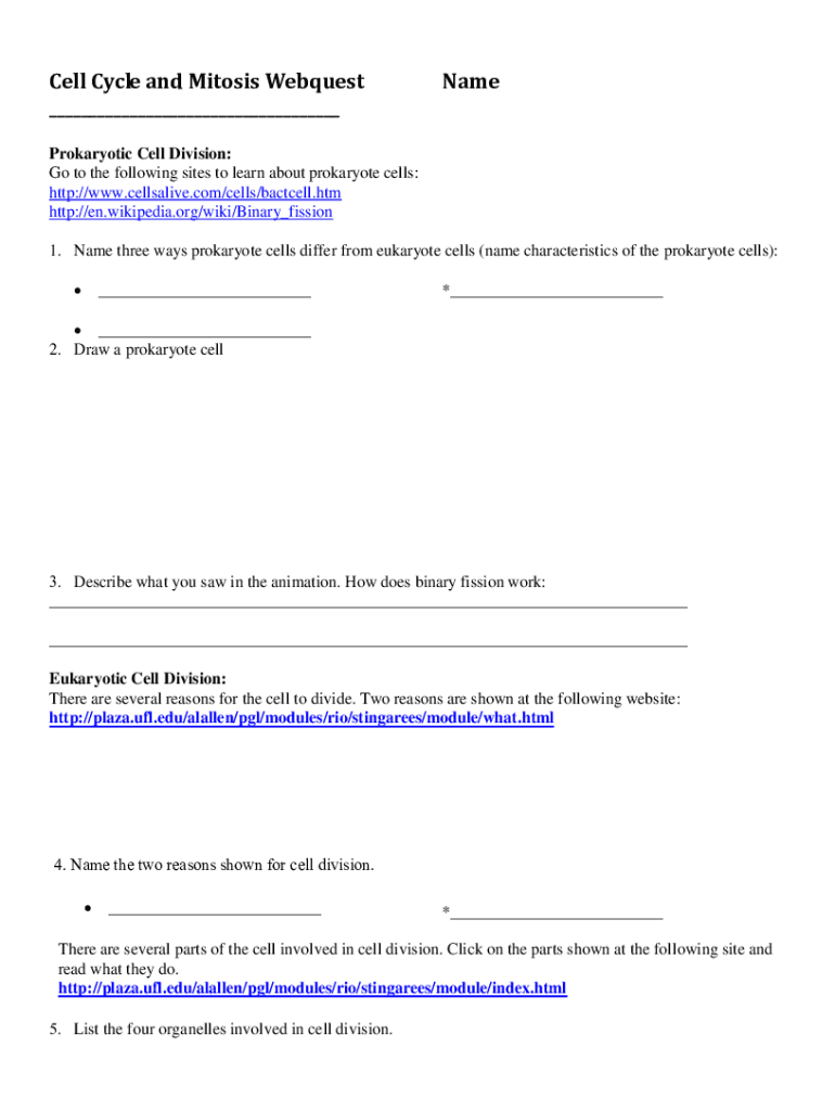 Fillable Online Cell Cycle Mitosis Webquest sheet.docx Fax Email Print ...