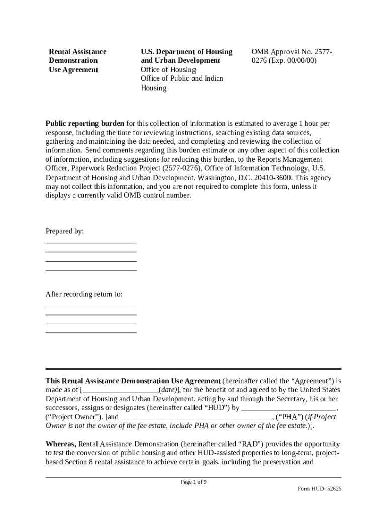 RAD Use Agreement (as of 5-1-14) - HUD Doc Template | pdfFiller