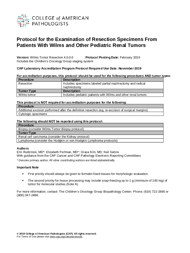 CAP Neuroblastoma Resection Cancer Protocol Doc Template | pdfFiller