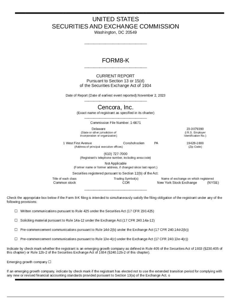 Cencora, Inc. (. EDGAR Online Pro Doc Template | pdfFiller