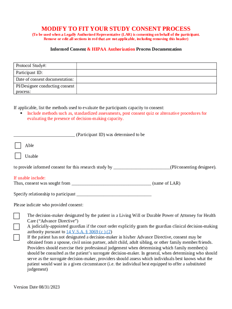 Ined Consent Template for Non-medical Studies Doc Template | pdfFiller
