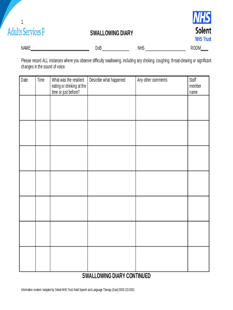 adult swallowing case history questionnaire Doc Template | pdfFiller