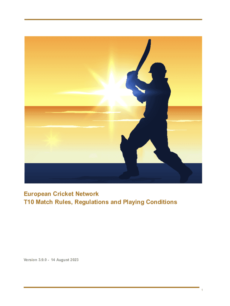 Fillable Online European Cricket Network T10 Match Rules, Regulations ...