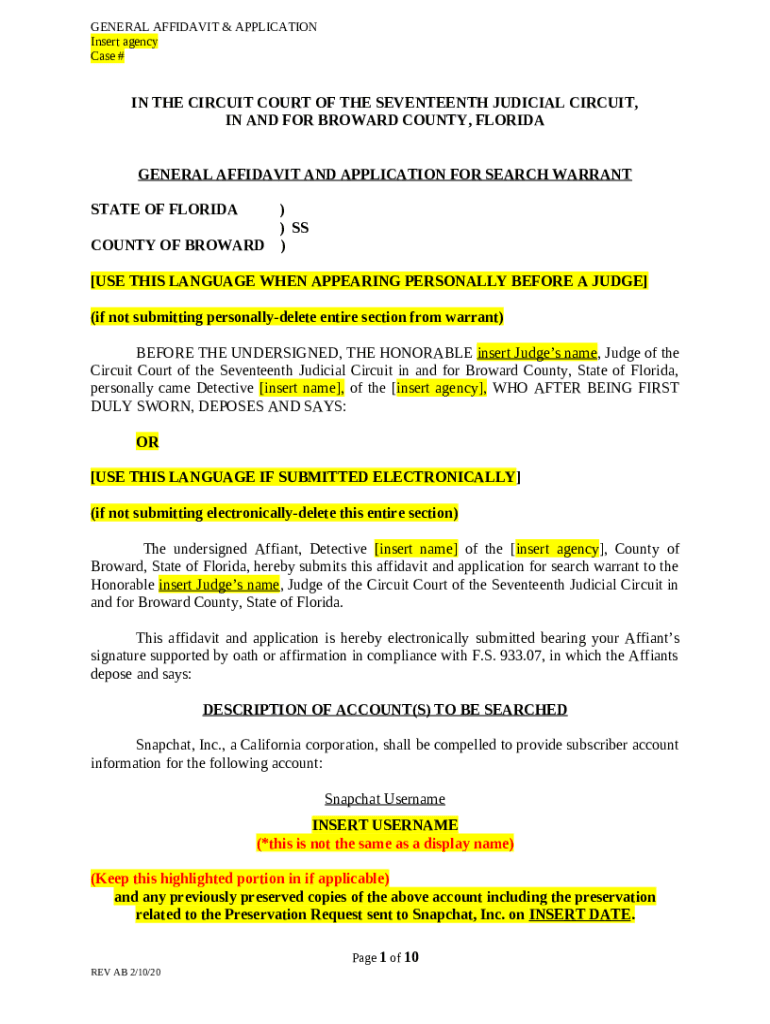 IN THE COUNTY/CIRCUIT COURT OF THE SEVENTEENTH JUDICIAL CIRCUIT, Doc ...
