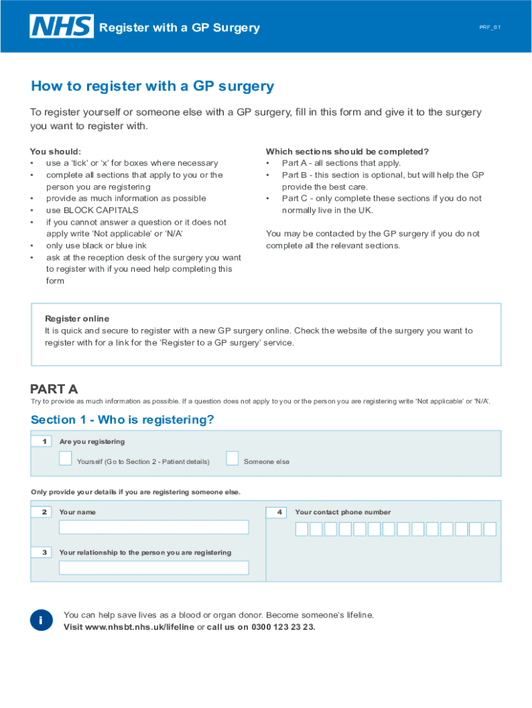 Fillable Online Registering with a GP surgery outside your local area ...