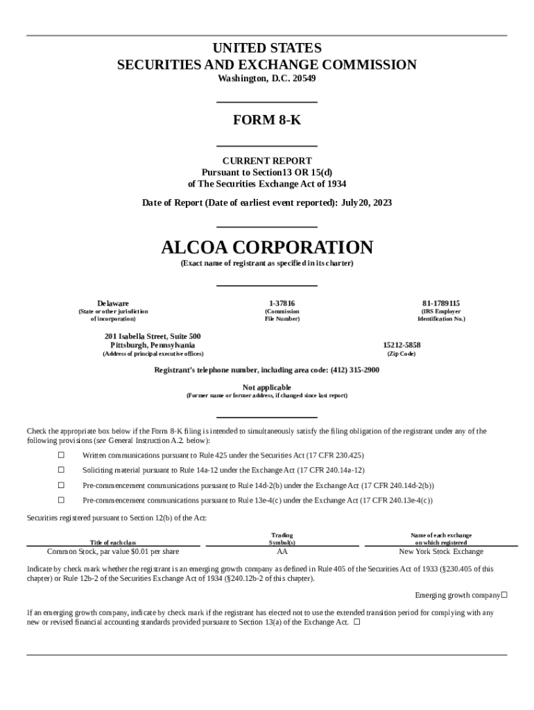 Alcoa Corp ( - cloudfront.net Doc Template | pdfFiller