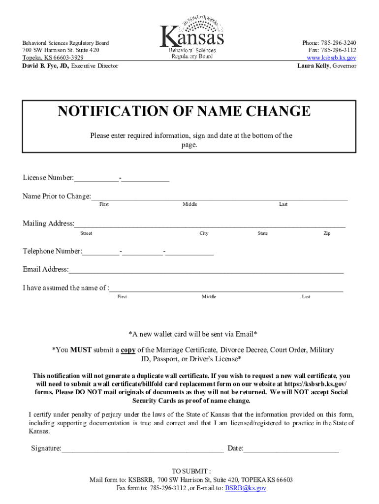 Fillable Online Licensee Information Update - KSBSRB Fax Email Print - pdfFiller