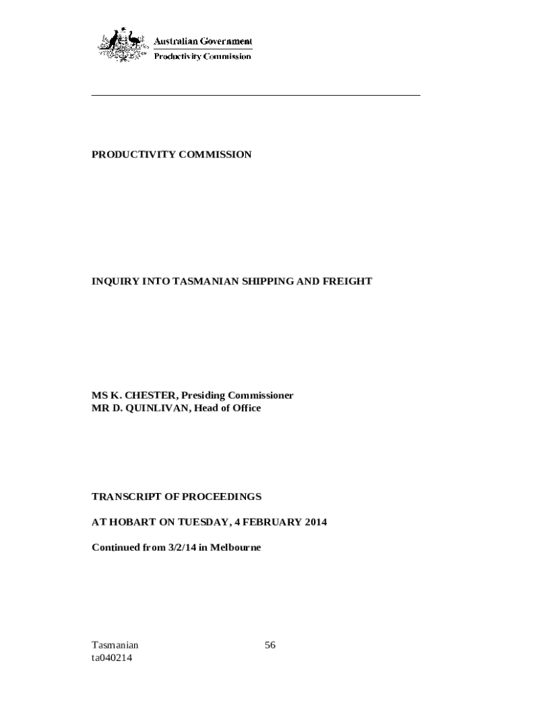 Inquiry report - Tasmanian Shipping and Freight Doc Template | pdfFiller