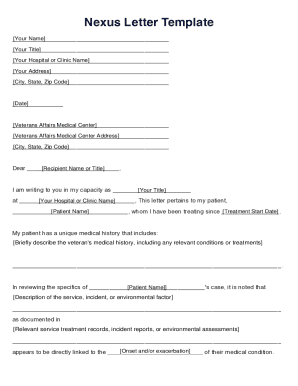 Fillable Online Medical Nexus Letter Template PDF. Efficiently craft ...