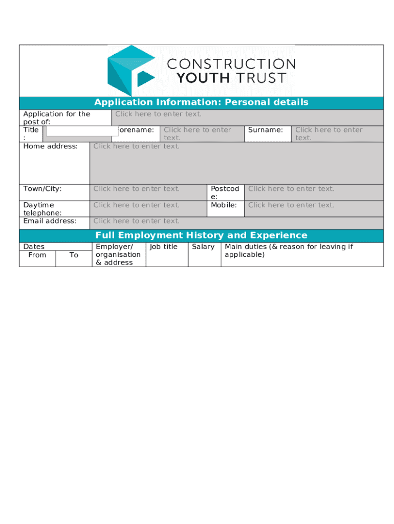 Application Ination: Personal details Doc Template | pdfFiller