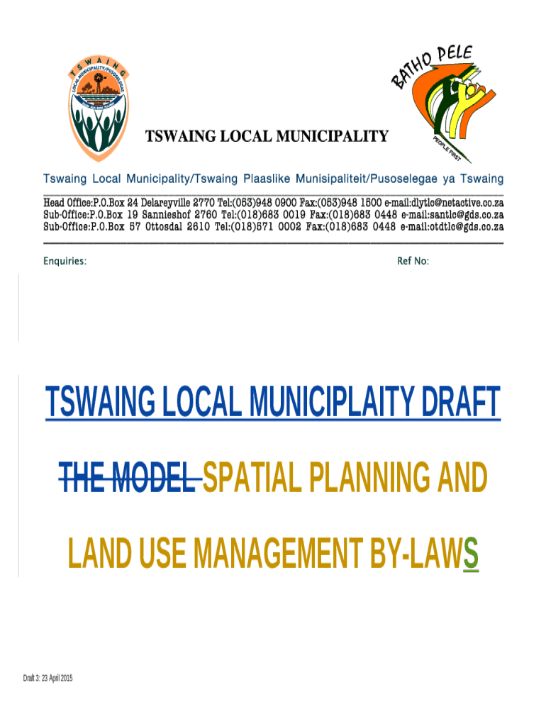 CITY OF TSHWANE LAND USE MANAGEMENT BY-LAW, ... Doc Template | pdfFiller