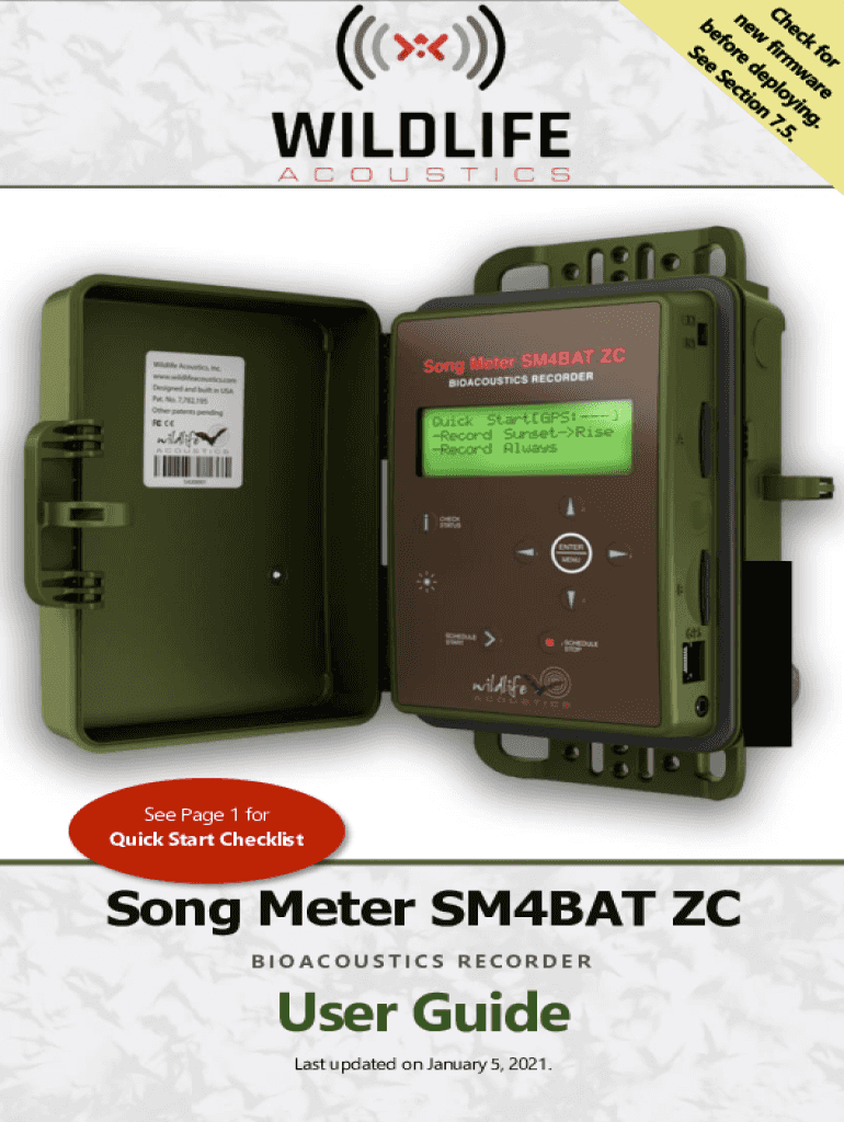 Fillable Online Song Meter SM4BAT ZC Fax Email Print - pdfFiller