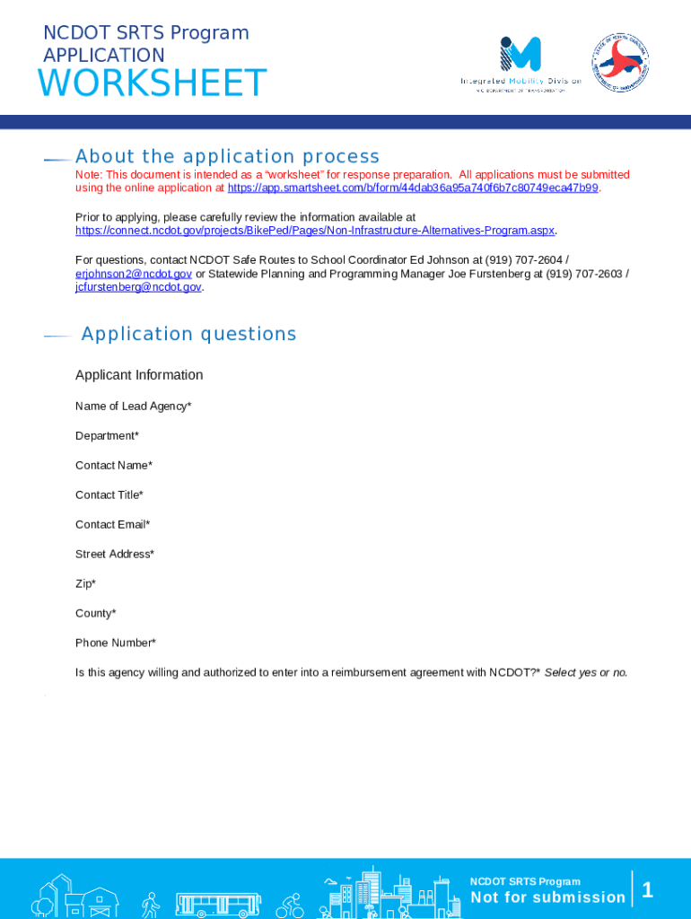 SRTS Non-Infrastructure Grant Application Doc Template | pdfFiller