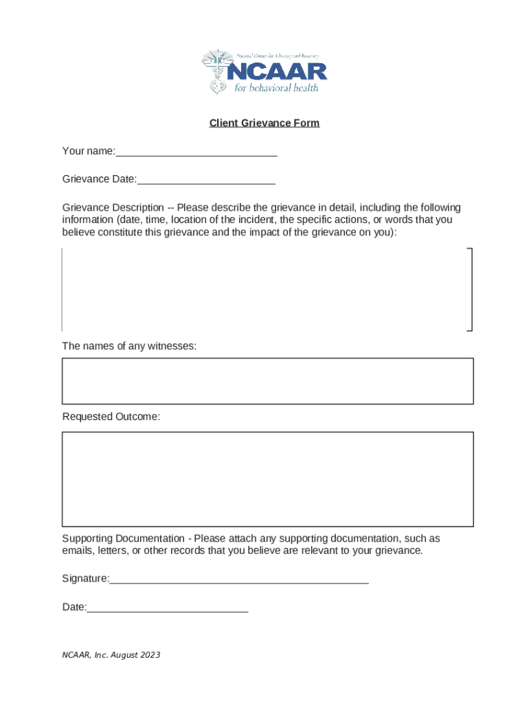 Service Delivery Grievance Process Doc Template | pdfFiller