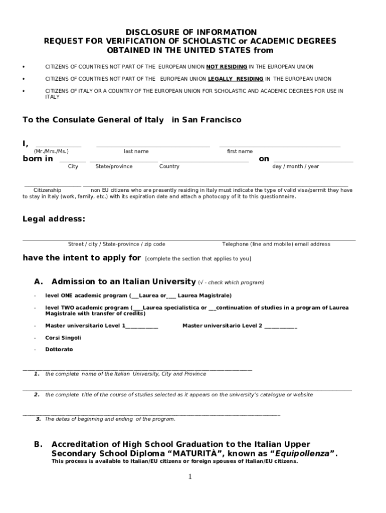 Request for verification of Scholastic and Academic Degrees Doc Template | pdfFiller